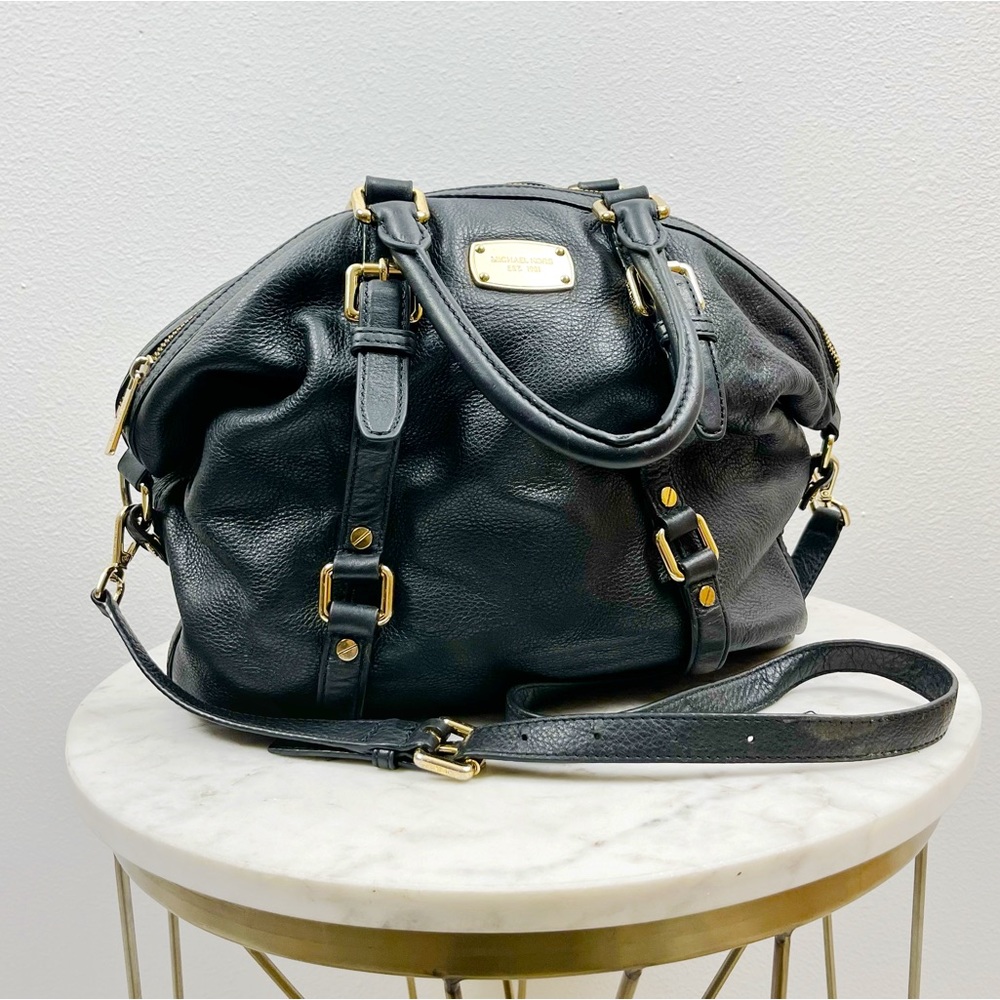 Michael Michael Kors Bedford Black Leather Satchel Go… - Gem